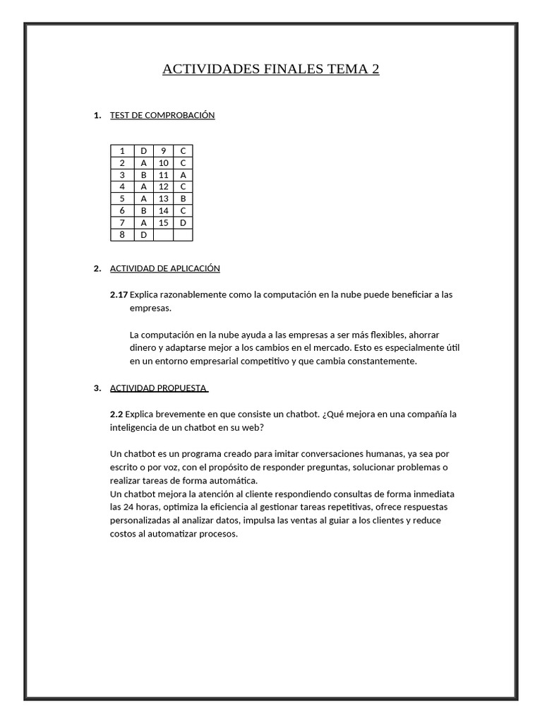ACTIVIDADES FINALES TEMA 2 | PDF