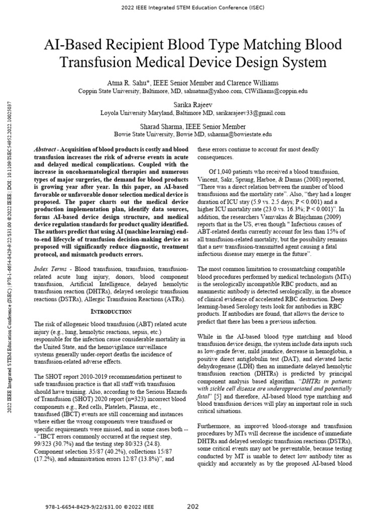AI Blood Type Matching System Design | PDF | Blood Transfusion | Blood Type
