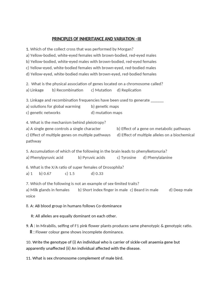 Principles of Inheritance and Variation - III | PDF