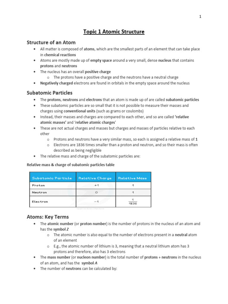 As 2022-23 T1 Atomic STR | PDF | Atoms | Atomic Nucleus