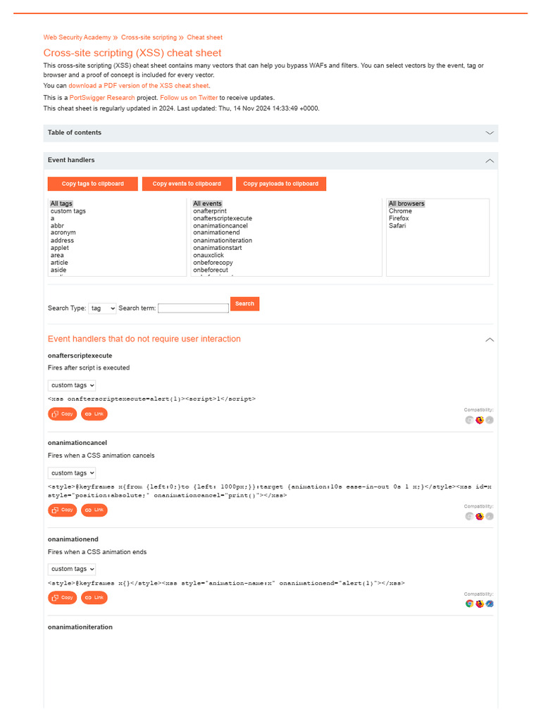 XSS Payload Cheat Sheet Overview | PDF | Computing | Software