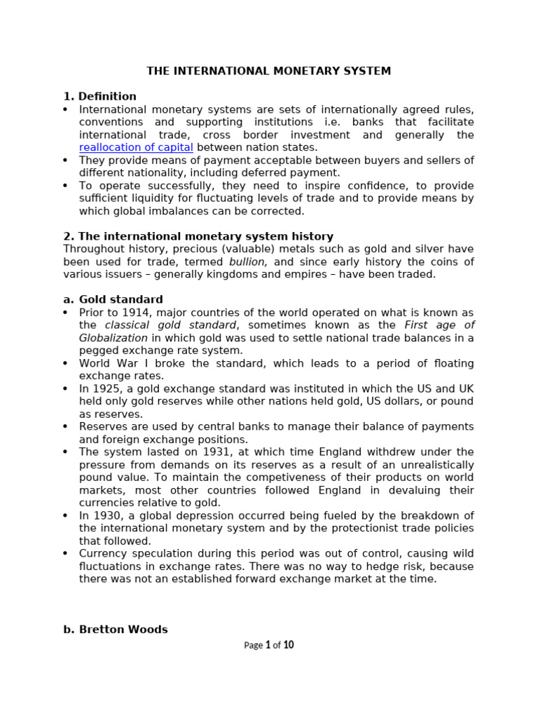 International Monetary System | PDF | Exchange Rate | Floating Exchange ...