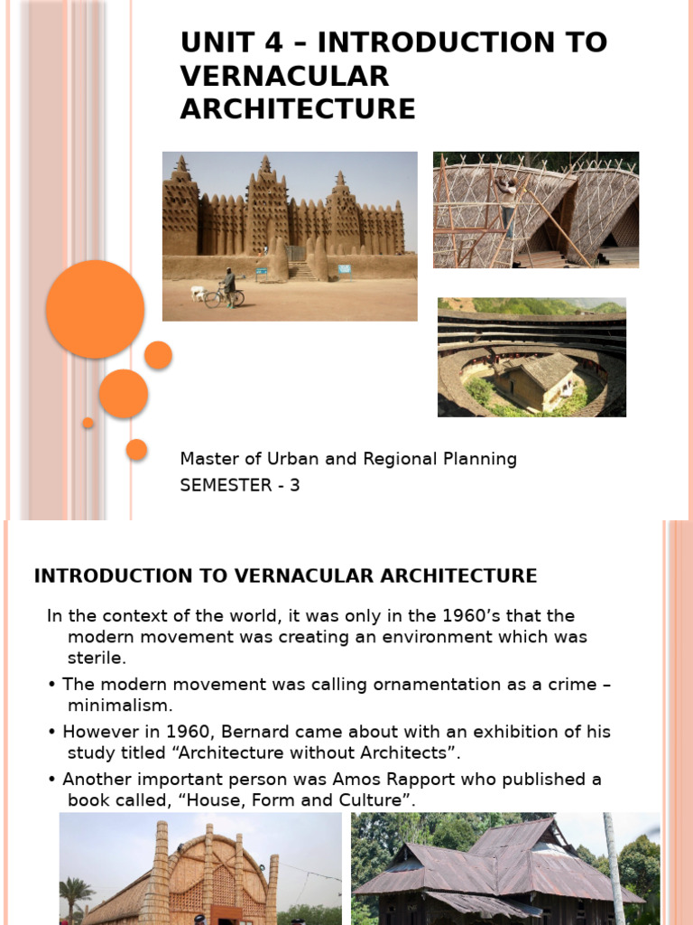 Unit 4 - Inroduction of Vernacular Architecture | PDF | Sustainability ...