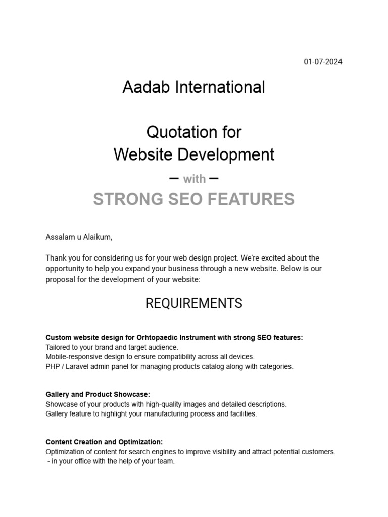 Aadab Quotation - With Discount | PDF | Web Design | Php