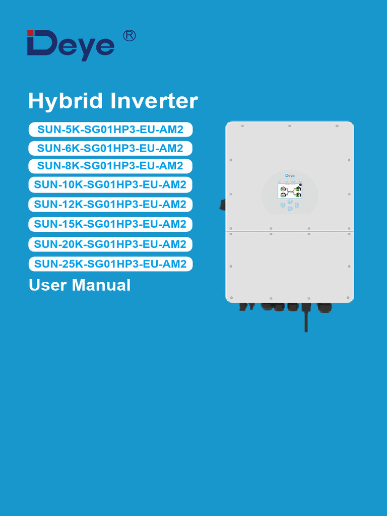 Deye Hybrid Inverter User Manual | PDF | Solar Panel | Electrical Connector