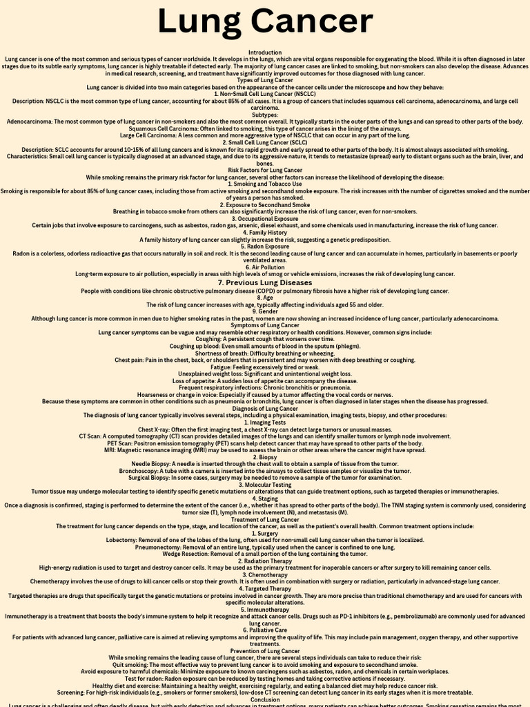 Understanding Lung Cancer: Types and Treatments | PDF | Lung Cancer ...