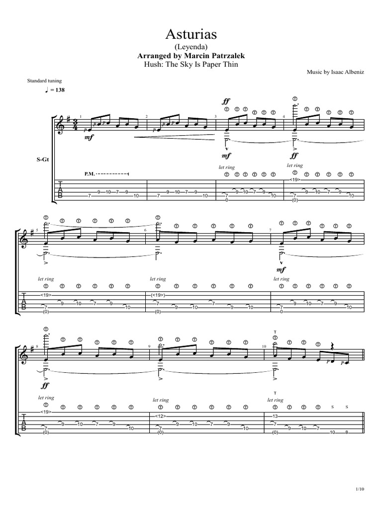 ASTURIAS - Marcin Patrzalek Guitar Tab | PDF | Guitars | Irish Musical Instruments