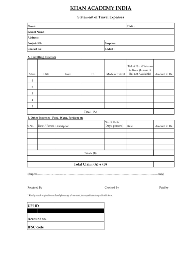 Travel Claim Form Pdf