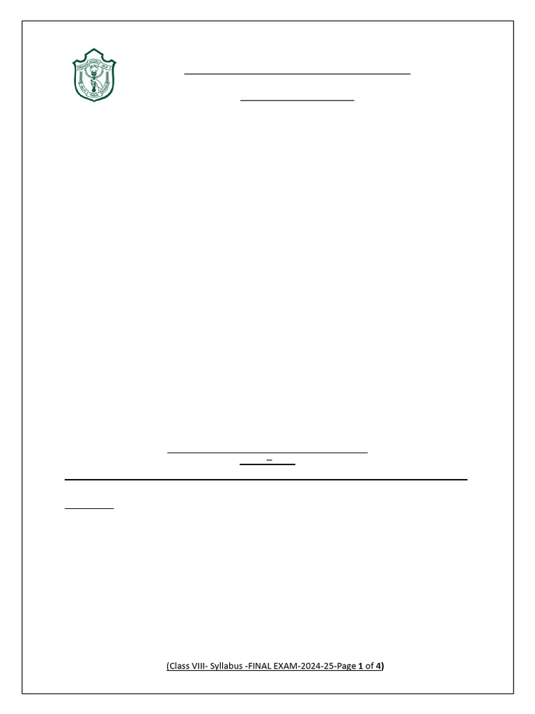 Class 8 Final Exam Syllabus-1 | PDF | Sound | Reflection (Physics)