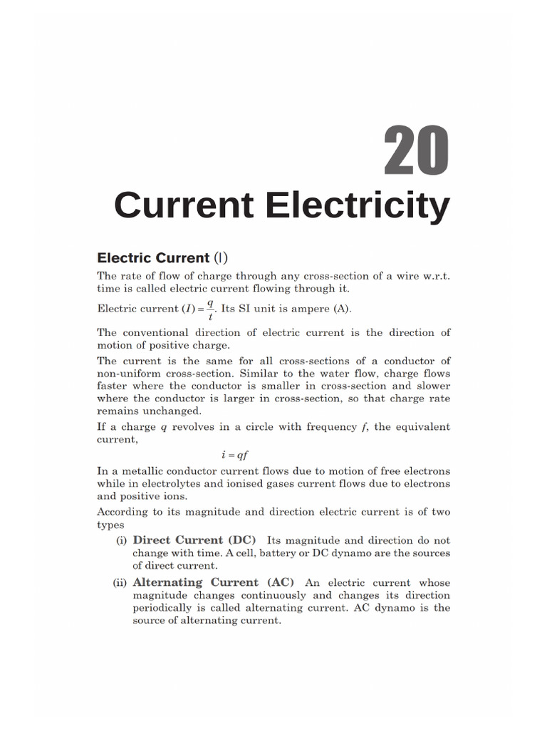 20. current electricity short notes | PDF