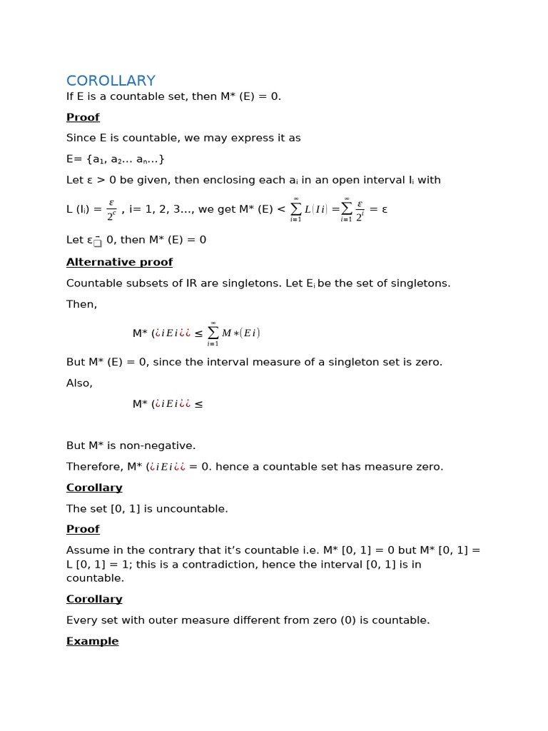 COROLLARY | PDF | Measure (Mathematics) | Mathematical Concepts