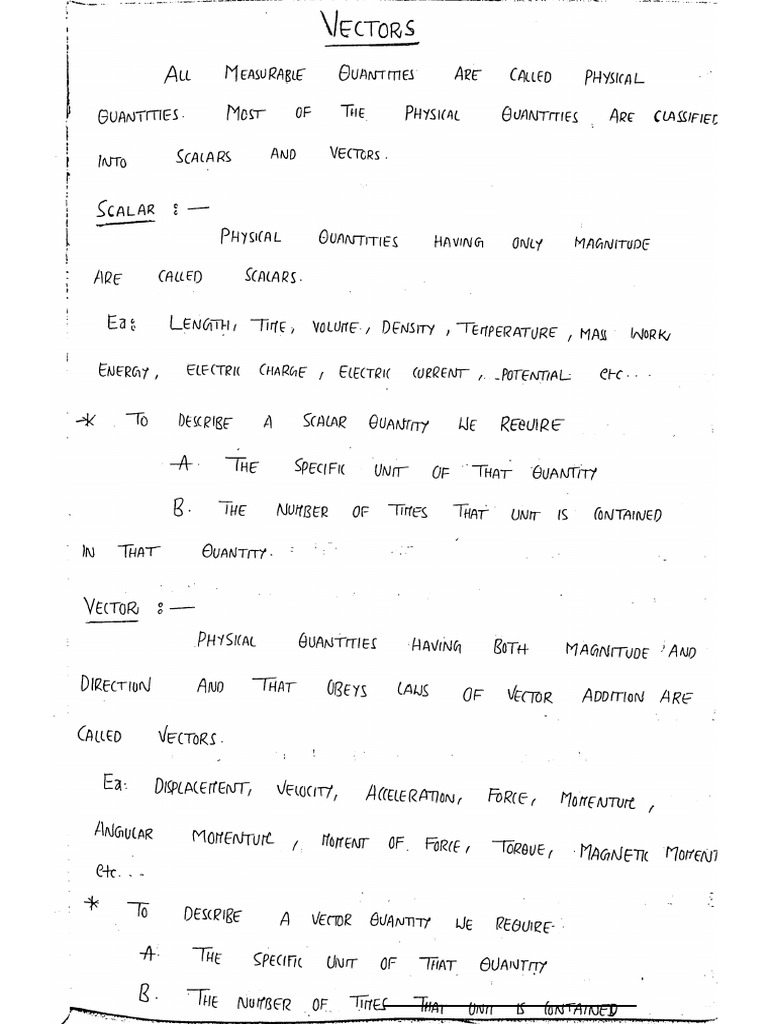 Vectors Notes 1 | PDF