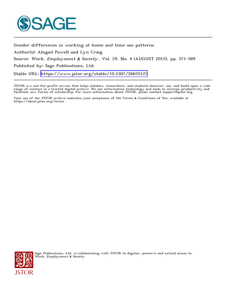 Gender & Home Work Patterns | PDF | Sampling (Statistics) | Domestic Worker