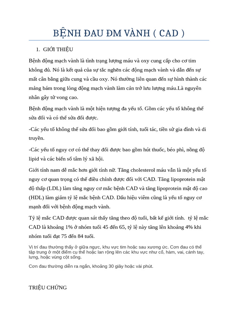 BỆNH ĐAU ĐM VÀNH | PDF