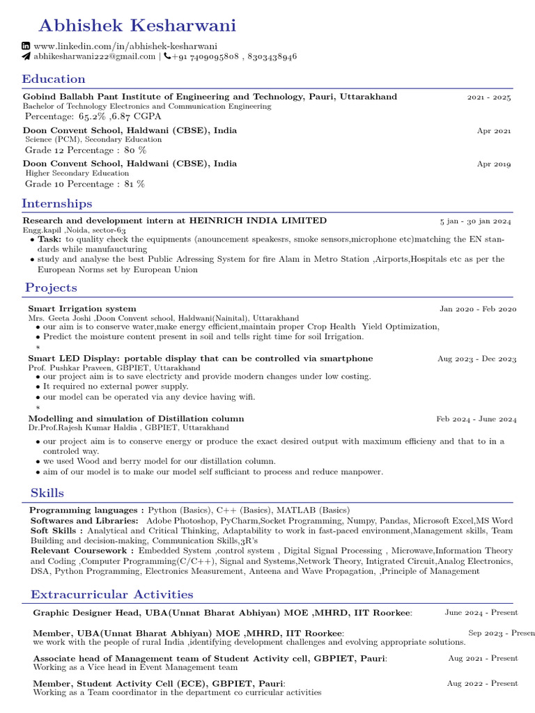 AltaCV_Template (26) | PDF | Electronics | Computer Engineering