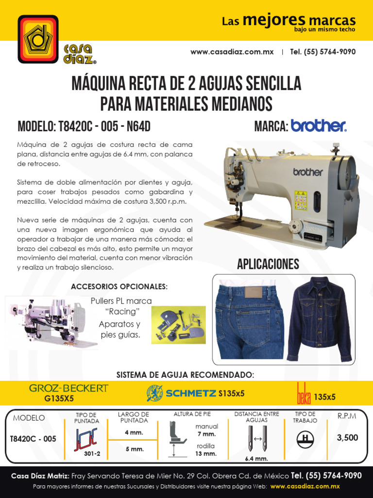 Máquina Recta 2 Agujas T8420C | PDF