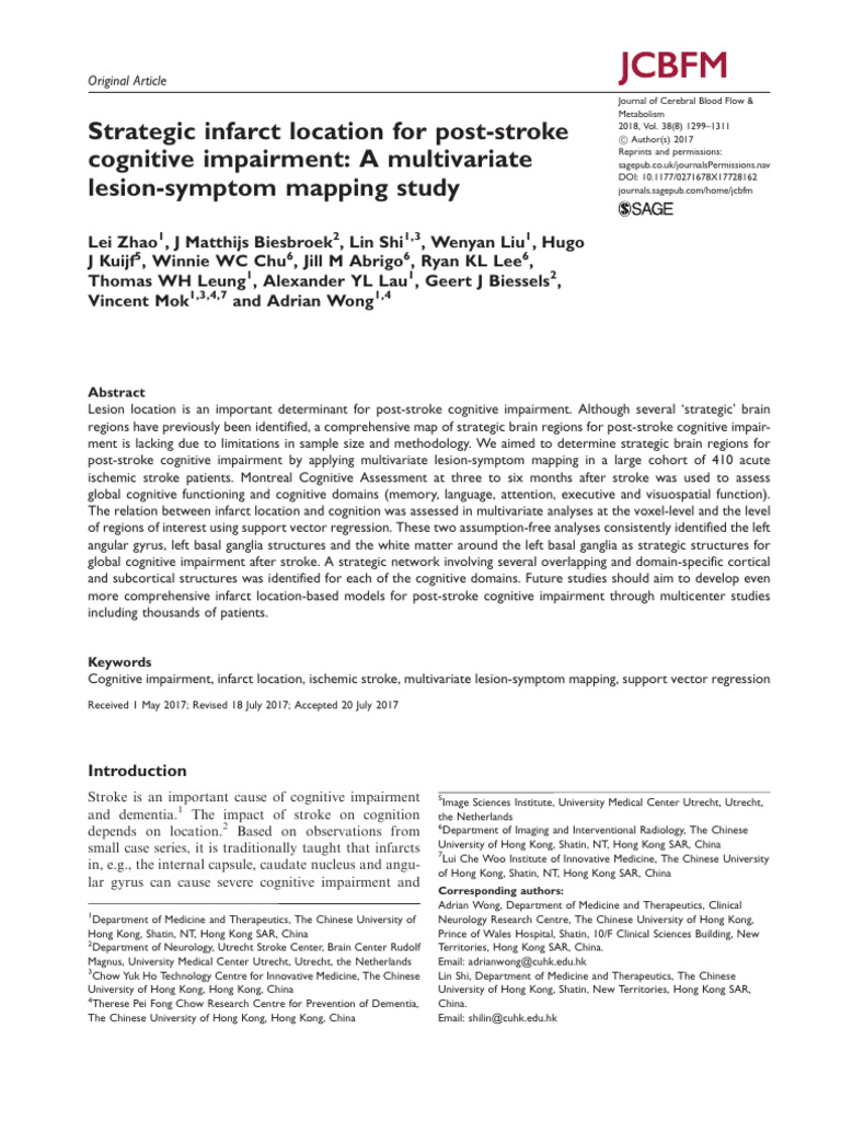 Strategic Infarct Location For Post-Stroke Cognitive Impairment | PDF ...