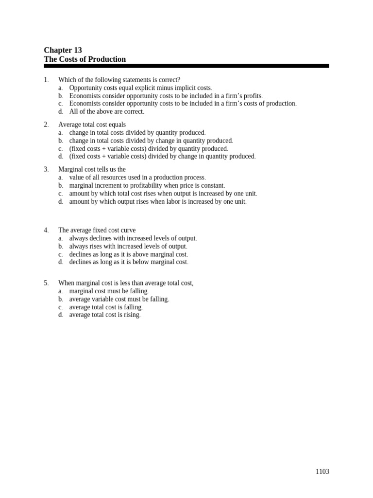 Chapter 13-Practice (Full Version and 10.16) | PDF | Marginal Cost ...