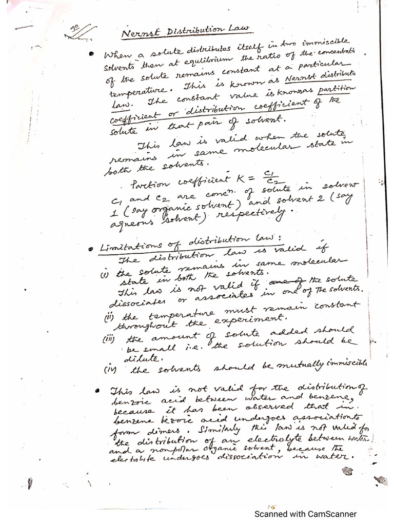 Nernst Distribution Law | PDF