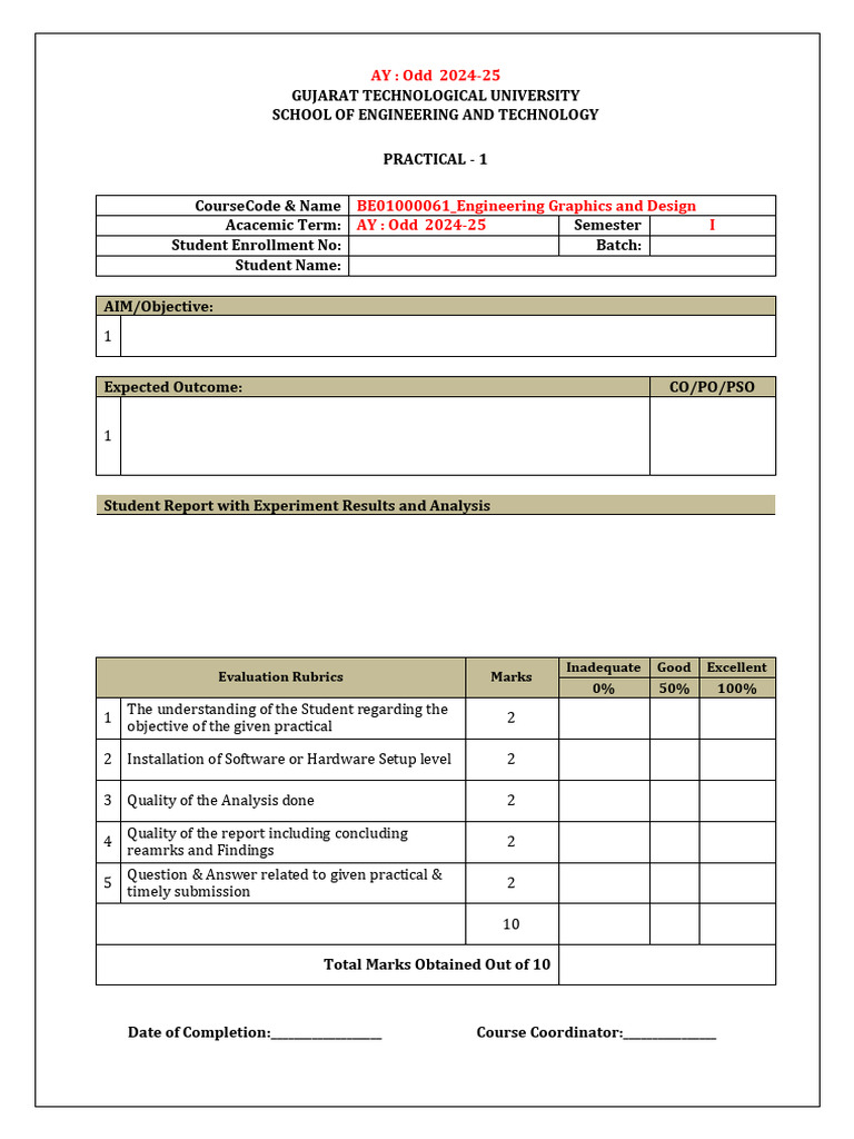 Annexure 3 Front Page For Each Practical Format | PDF