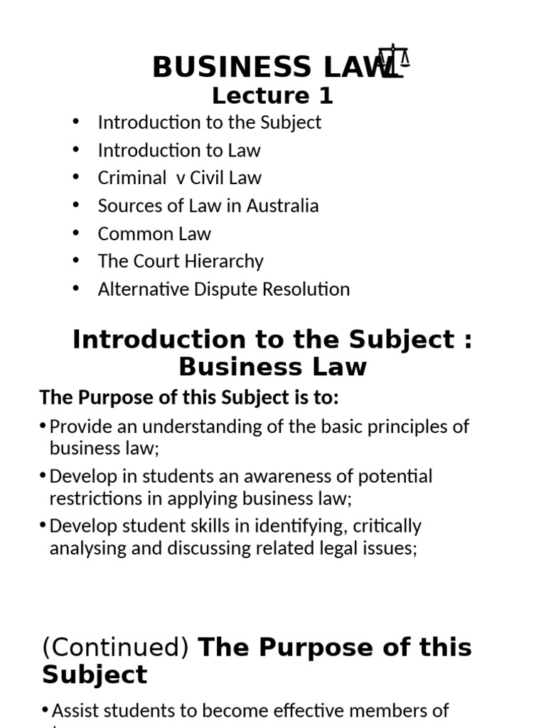 Business Law Lecture 1 | PDF | Burden Of Proof (Law) | Precedent