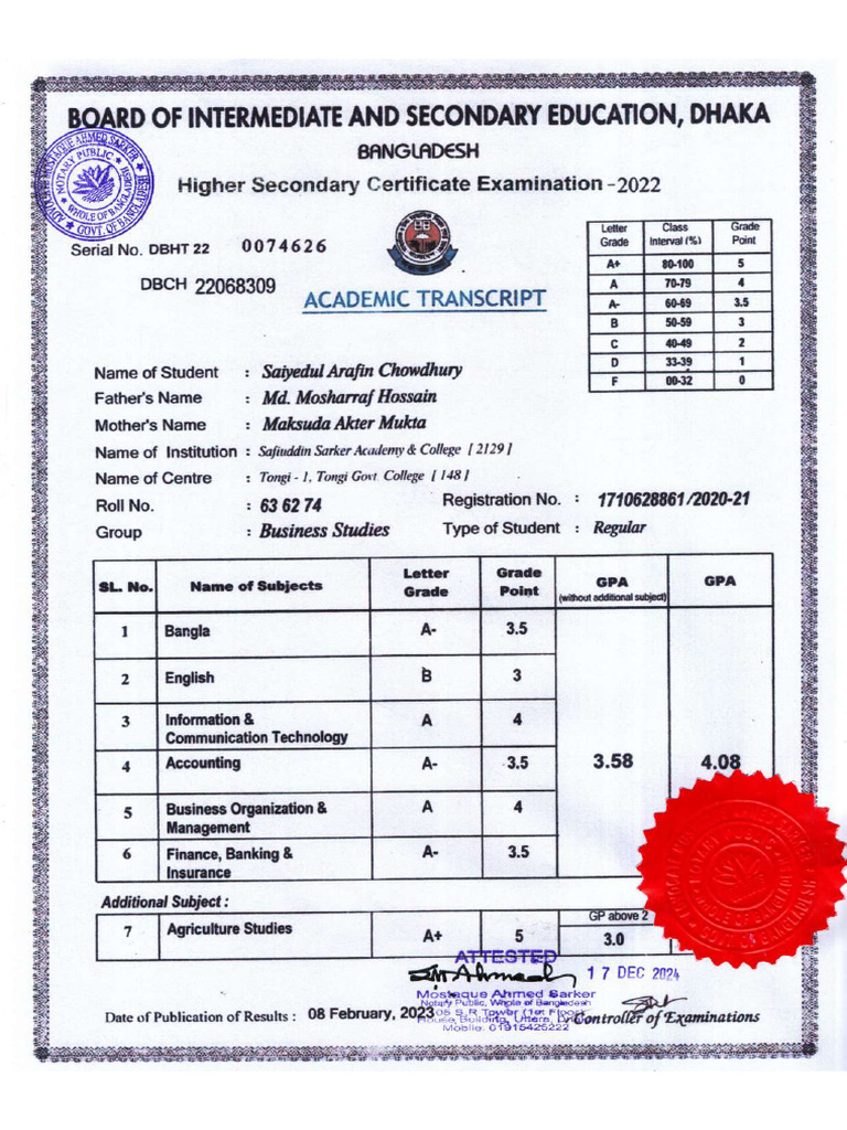Notaraized Transcripts | PDF