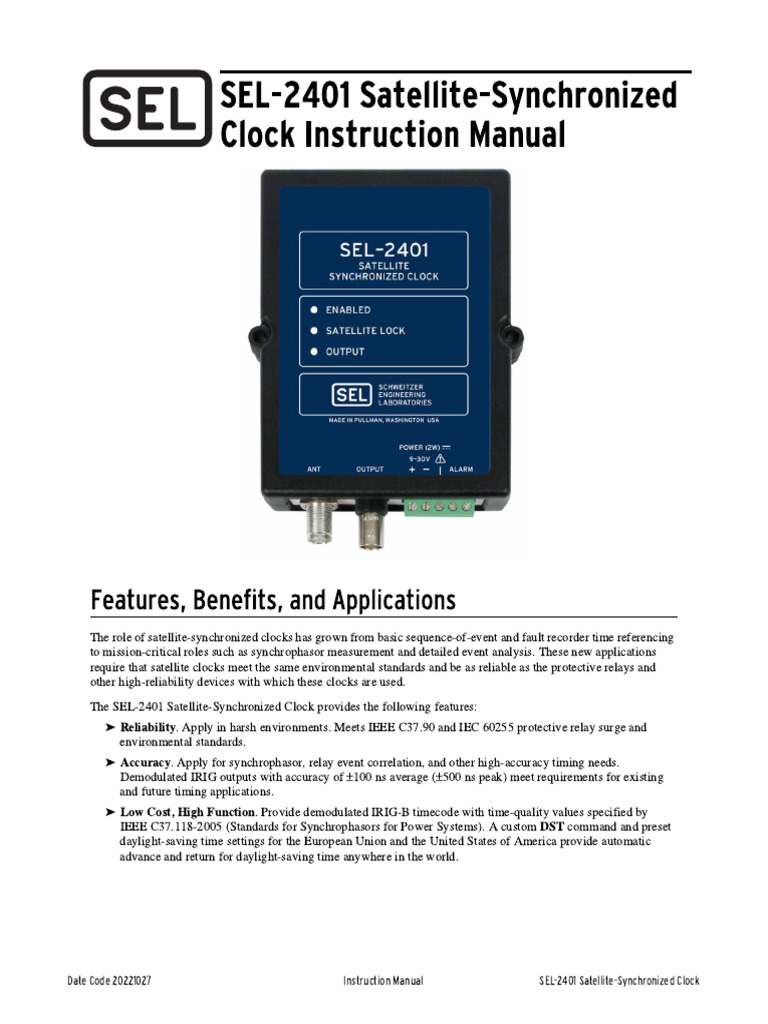 SEL-2401 Instruction Manual | PDF