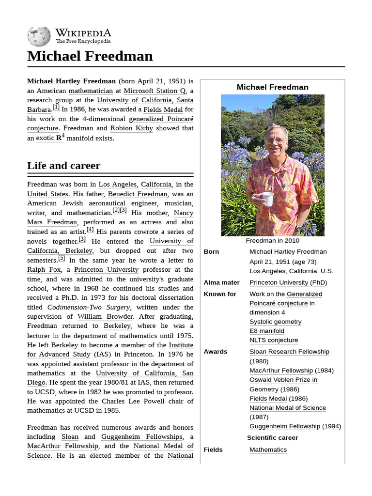 Michael_Freedman | PDF | Topology | Geometry