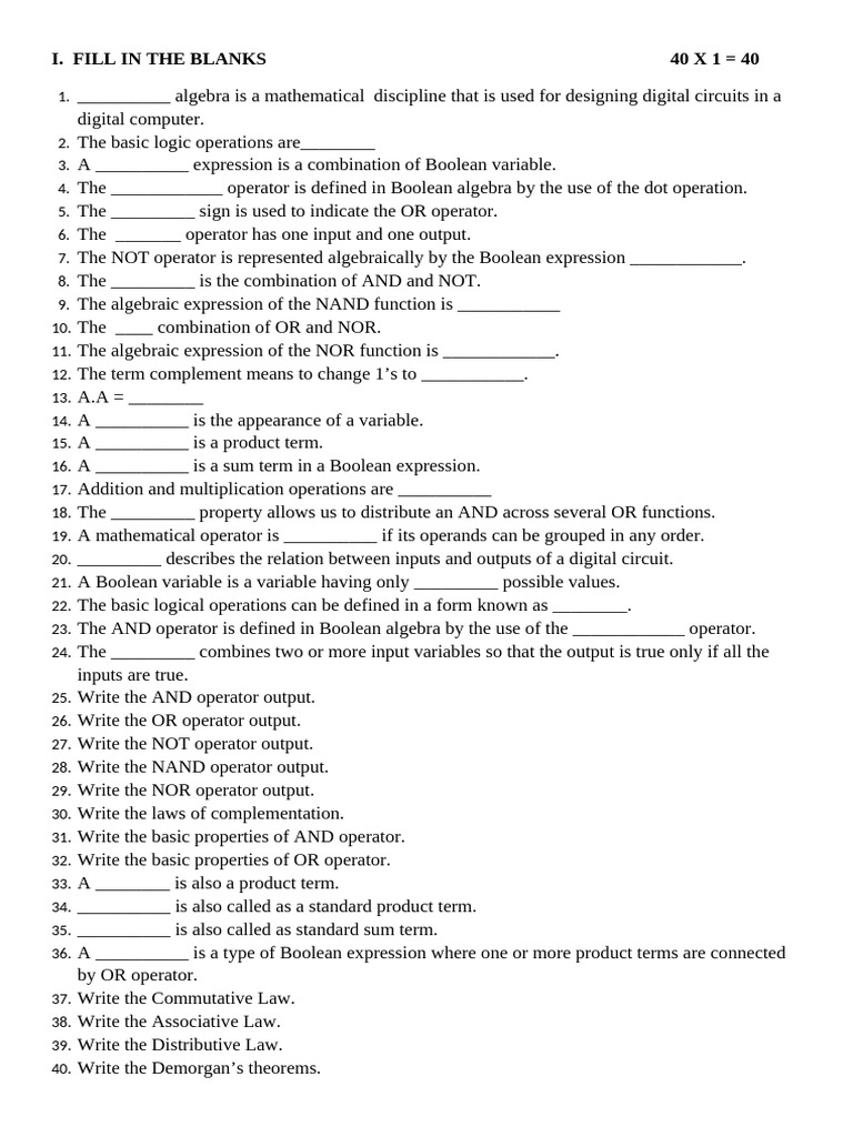 boolean algebra one marks | PDF | Boolean Algebra | Teaching Mathematics