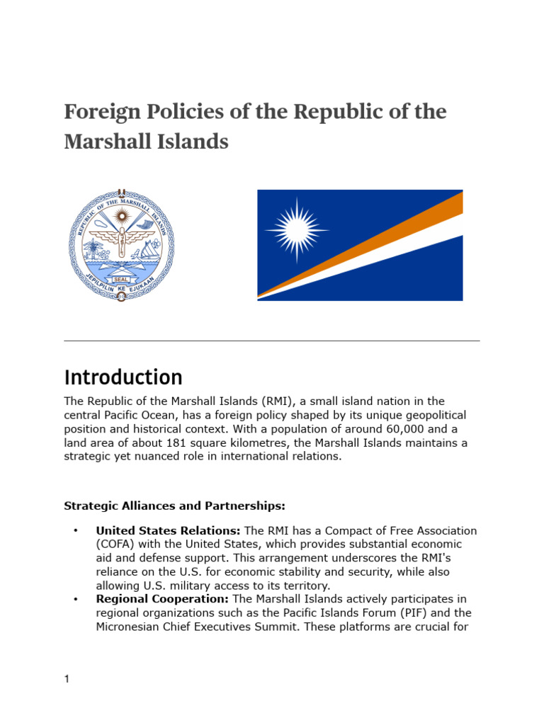 Foreign Policies of The RMI | PDF | Natural Environment | International ...