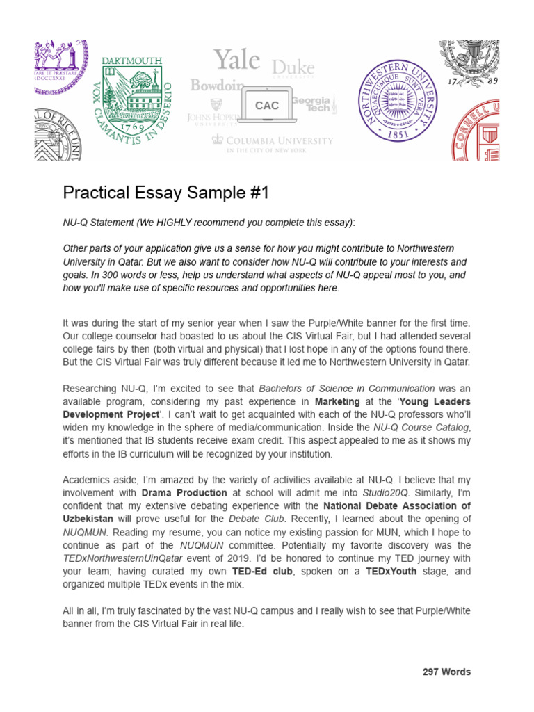 17.practical Essay Sample #1 (CAC) | PDF