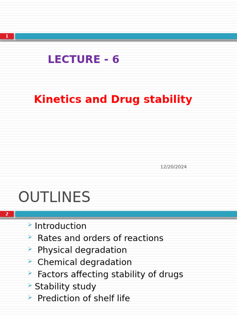 LECTURE-6-Kinetics and Drug Stability | PDF | Redox | Chemical Reactions