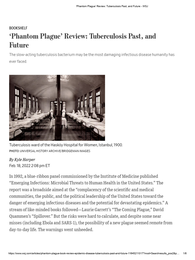 Phantom Plague' Review - Tuberculosis Past, and Future - WSJ | PDF | Tuberculosis | Infection