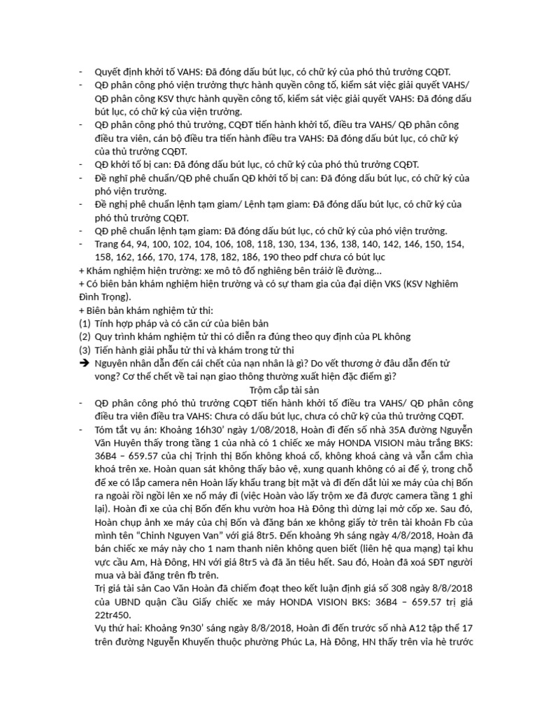 Quyết Định Khởi Tố VAHS | PDF