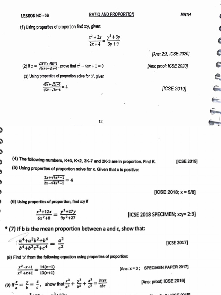 Ratio Nd Proportion. | PDF | Mean | Mathematics