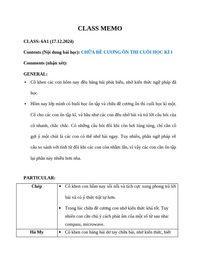 Class Memo 6a1 (17.12.2024) | PDF