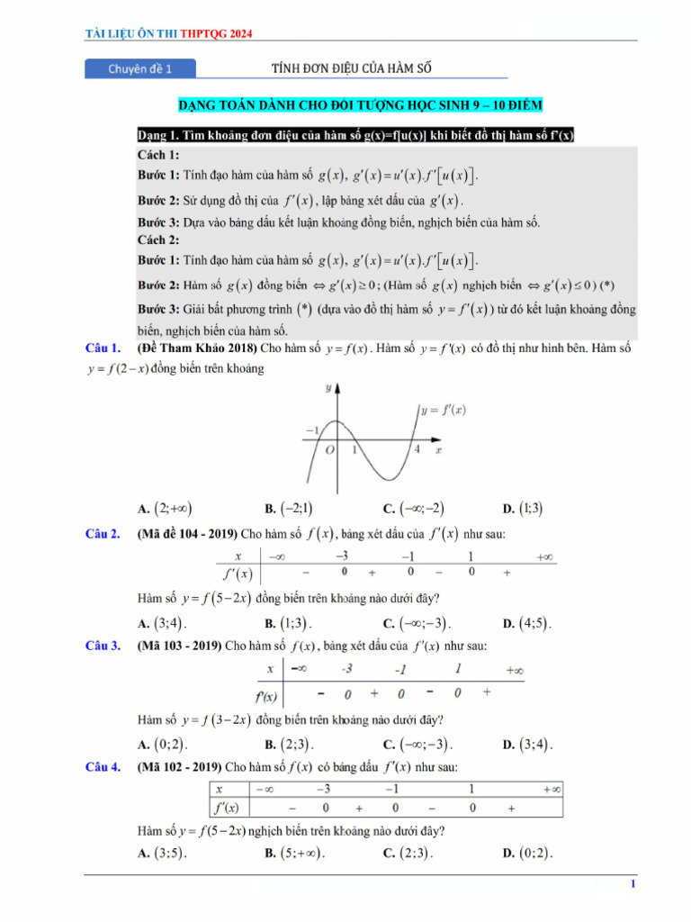 Ôn tập VDC Đơn điệu - Cực trị PDF | PDF