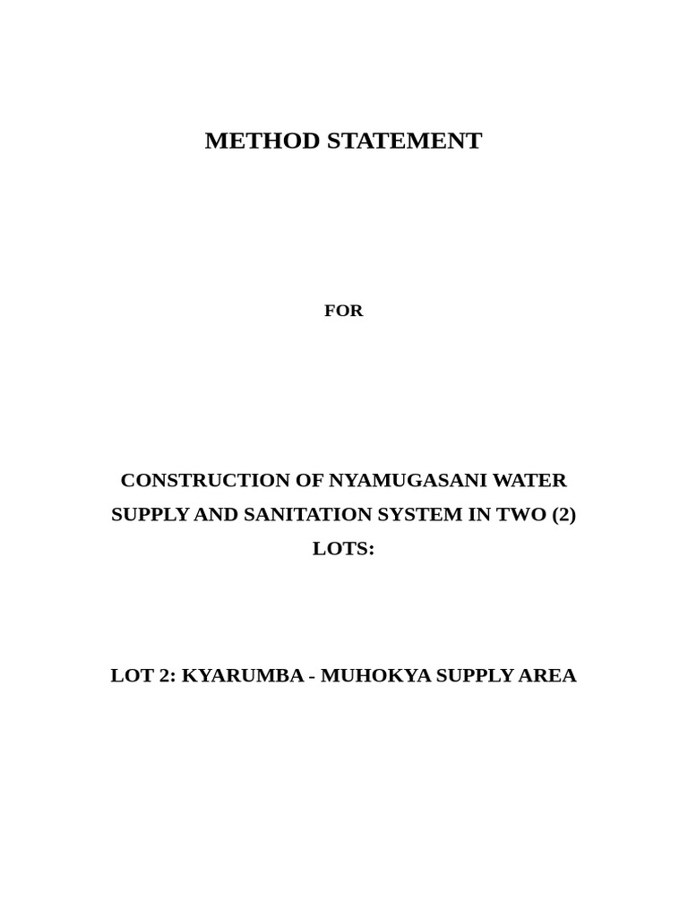 Nyamugasani Water Supply Method Statement | PDF | Welding | Construction