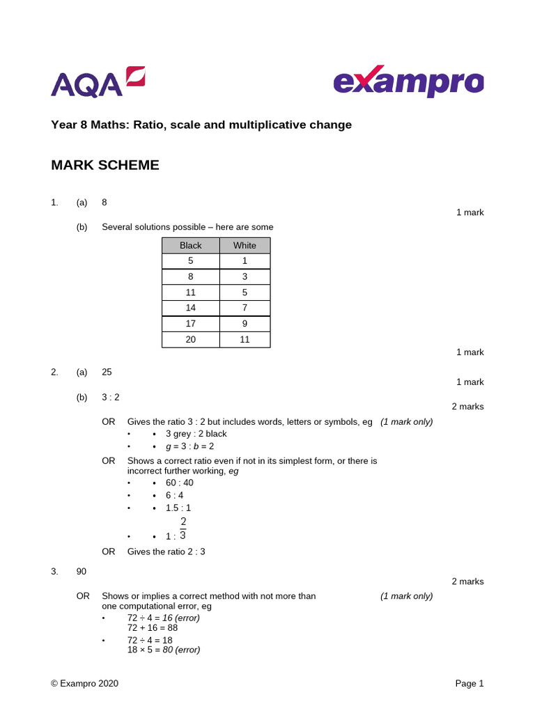 Y8 Maths Ratio Scale and Multiplicative Change MS | PDF | Mathematics