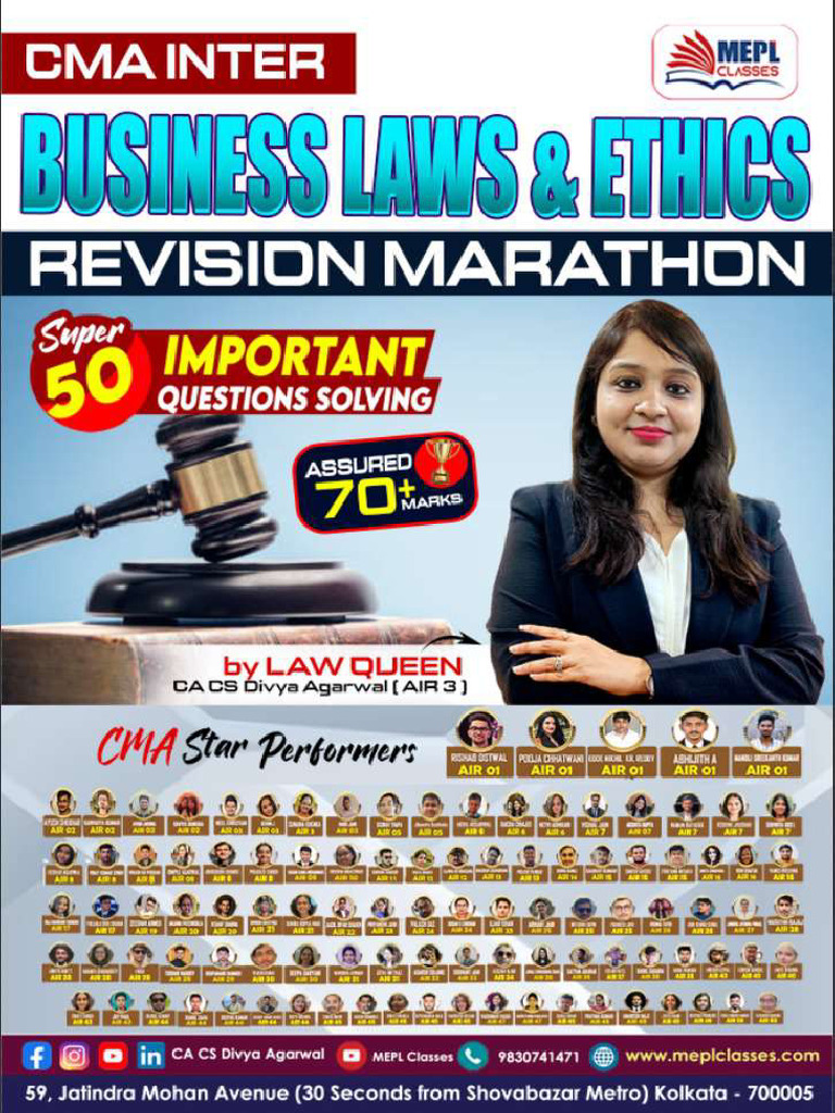 Business Laws and Ethics for CMA Inter | PDF | Employment | Negotiable Instrument