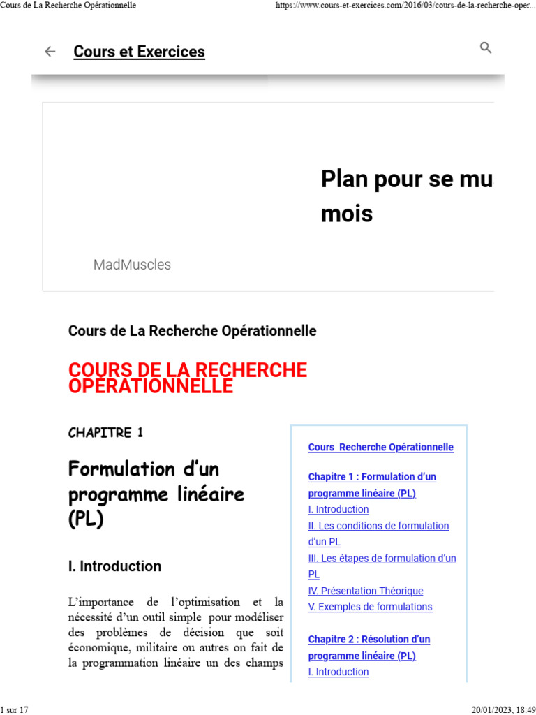 Cours de Recherche Opérationnelle | PDF | Optimisation linéaire ...