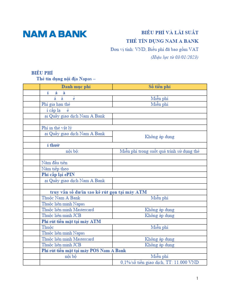 Web Bieu Phi, Lai Suat the Tin Dung Hieu Luc 03.01.2023 | PDF