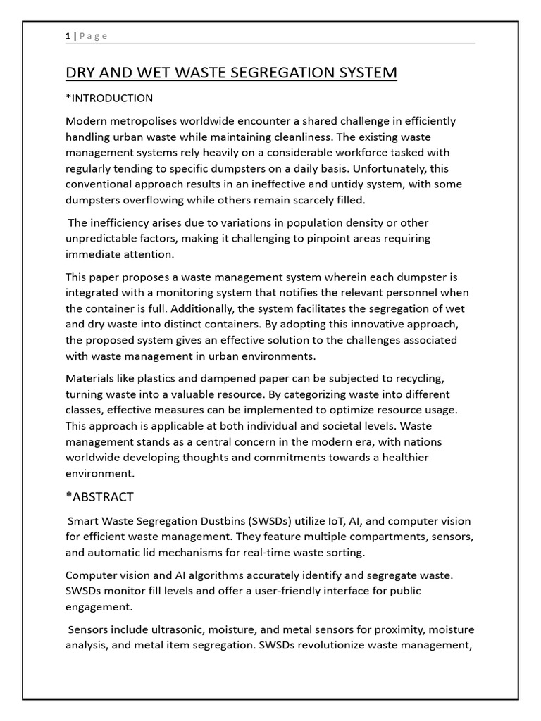 Dry and Wet Waste Segregation System | PDF | Waste | Waste Management