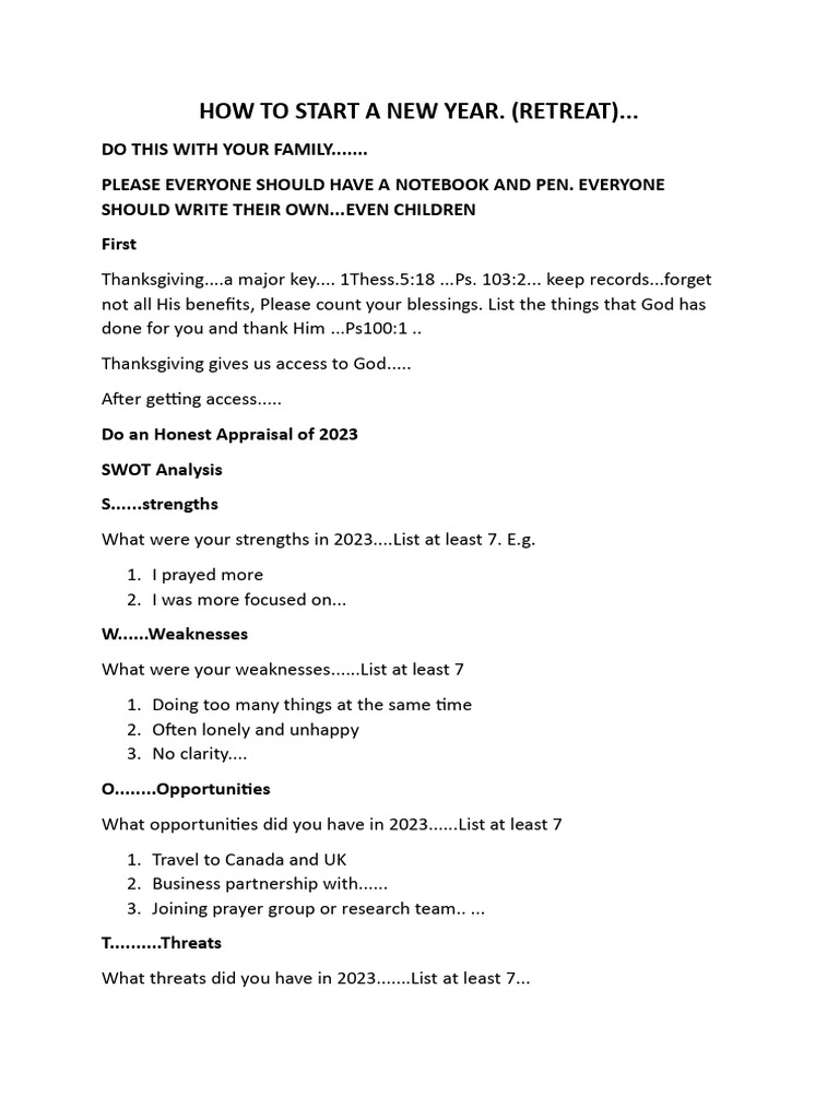 Family New Year Planning Guide | PDF | Prayer | Theology