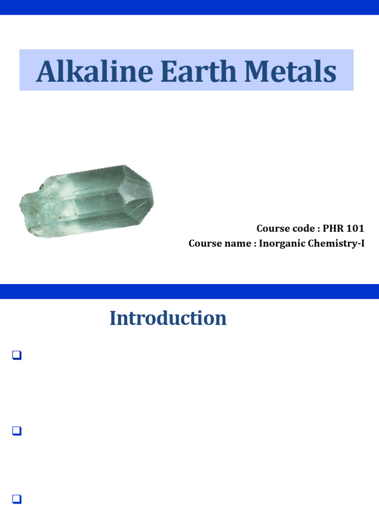 Alkaline Earth Metals | PDF | Calcium | Magnesium