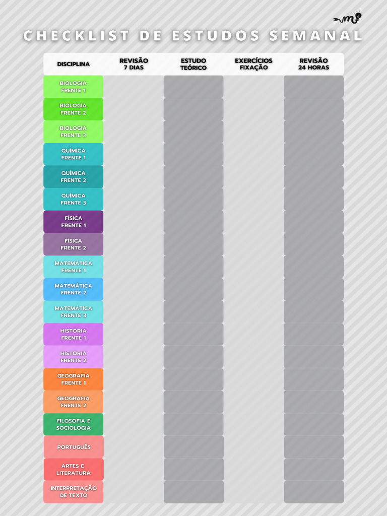 Checklist de Estudos Semanal Memoriza | PDF