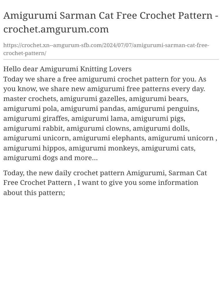 Amigurumi Sarman Cat Free Crochet Pattern - Croche+ | PDF