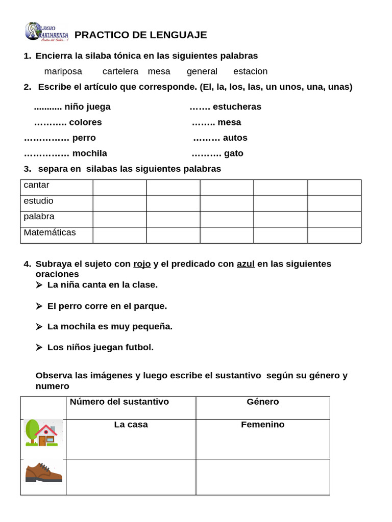 Practico de Lenguaje y Matematicas | PDF