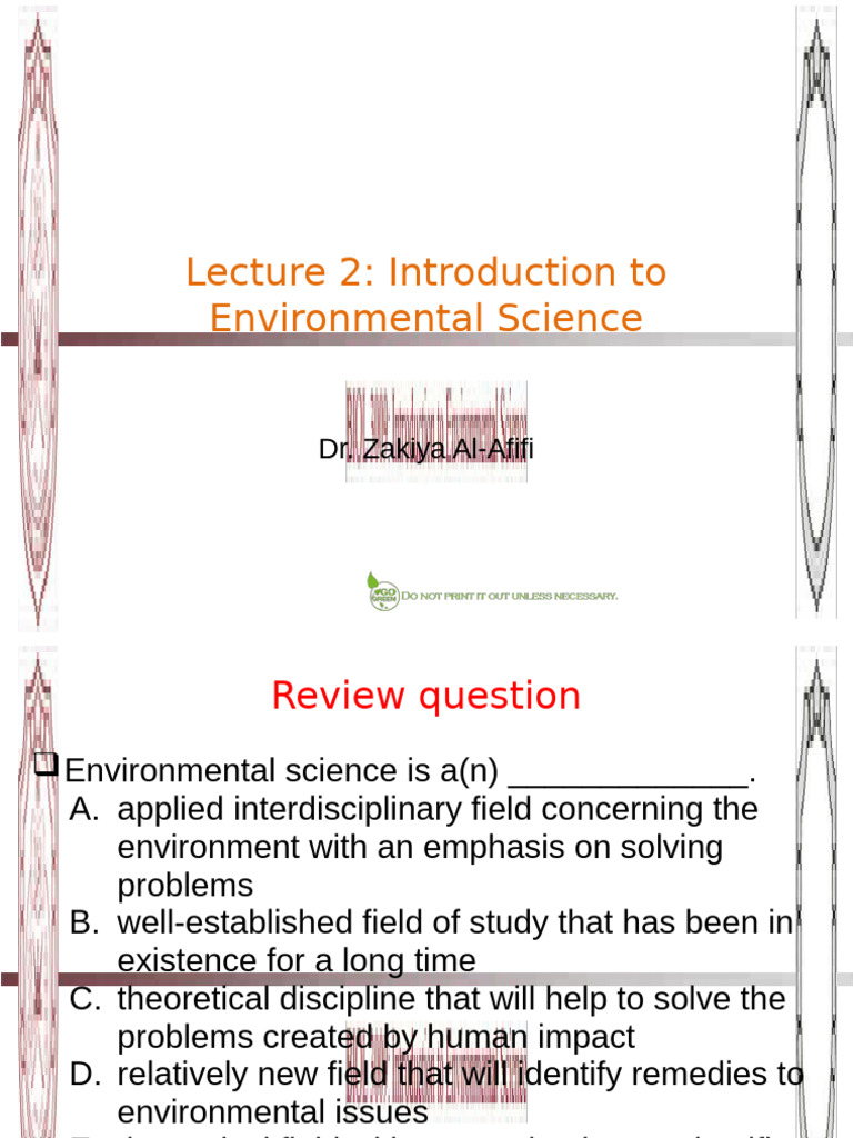 ZMA - BIOL3009 - Lecture-02 Intro To Env Science 2 | PDF ...