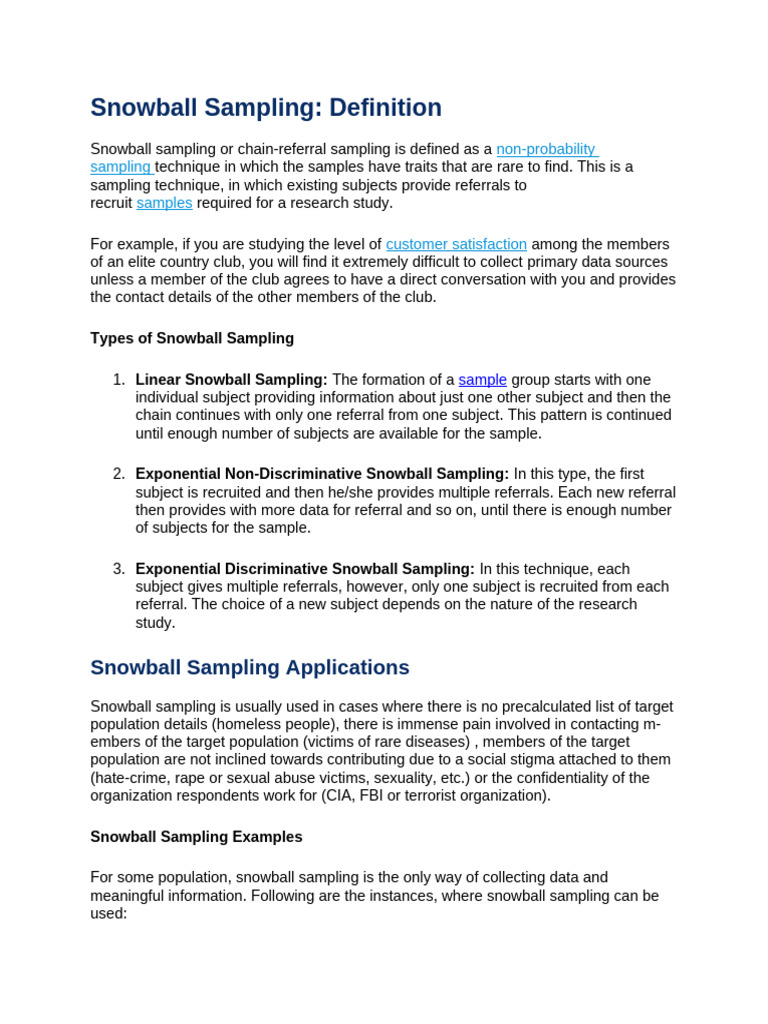 Snowball Sampling | PDF | Sampling (Statistics)